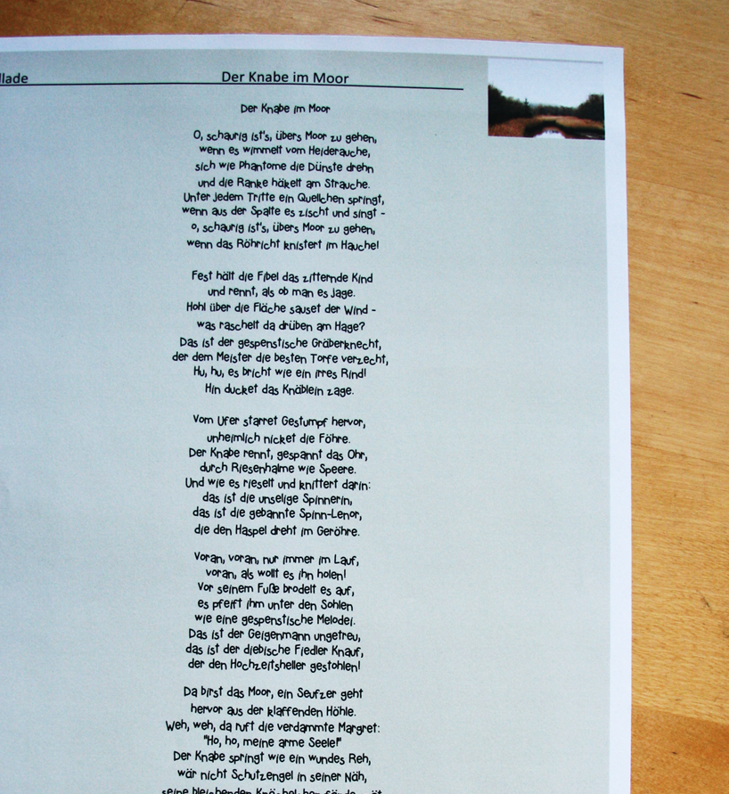 Der Knabe Im Moor Ballade Klassenarbeit